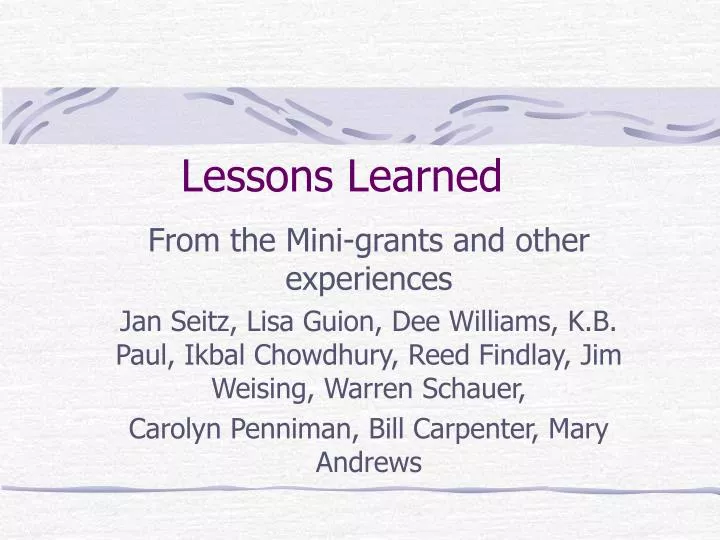 PPT - Lessons Learned PowerPoint Presentation, free download - ID:1311875