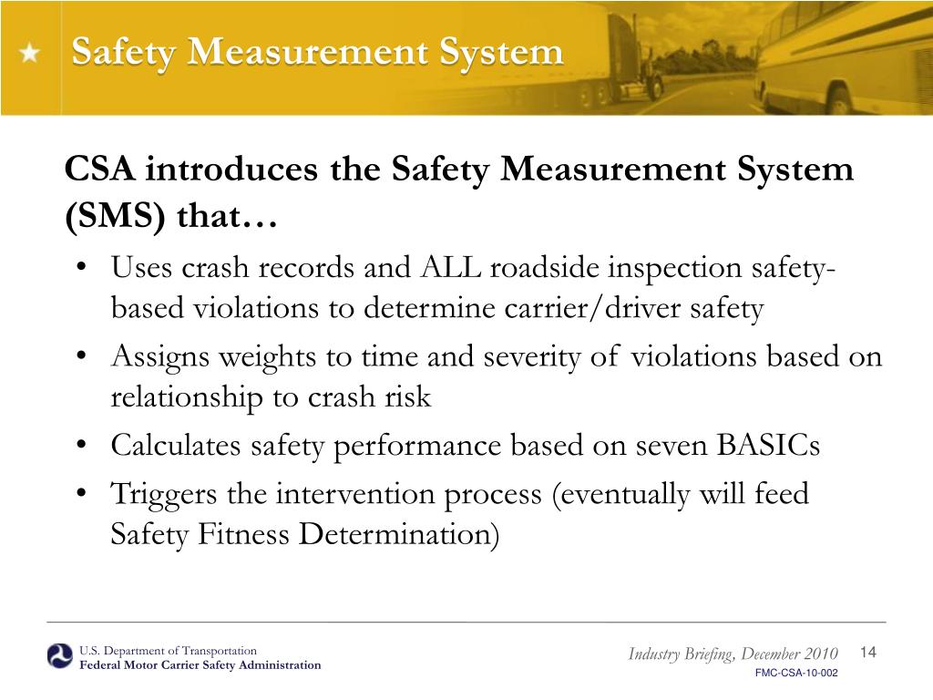 PPT - Compliance, Safety, Accountability (CSA) A New Way To Measure and ...