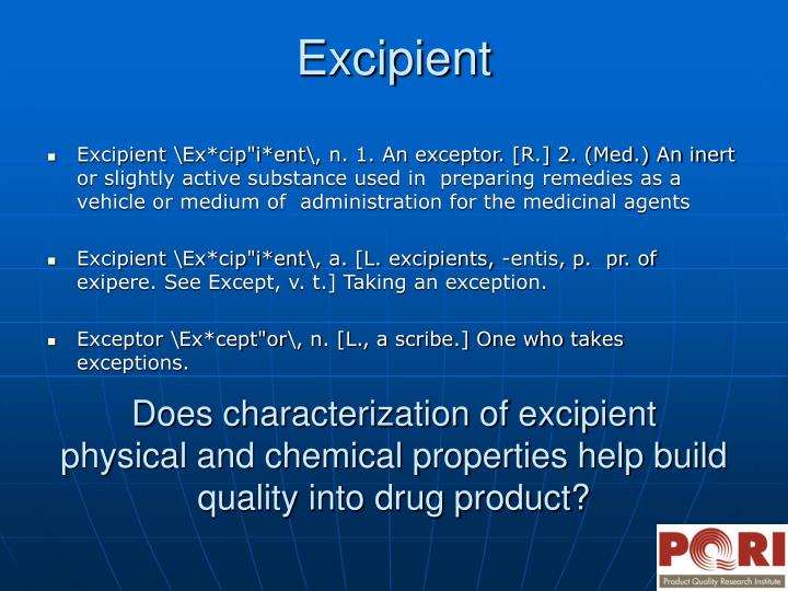 PPT - How characterization of excipient physical and chemical ...
