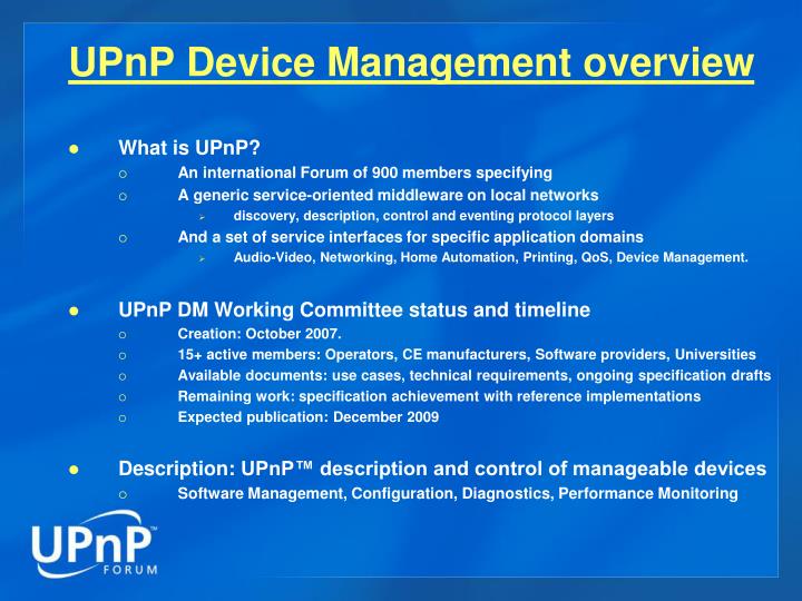 PPT - UPnP Device Management PowerPoint Presentation - ID:1318071