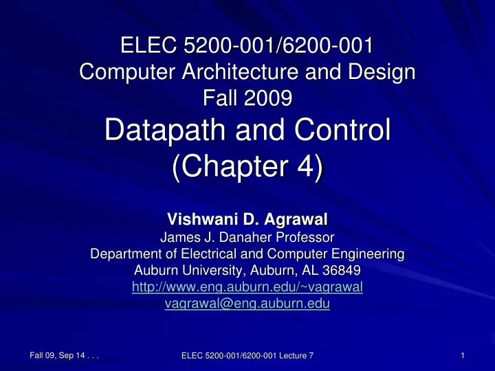 PPT - ELEC 5200-001/6200-001 Computer Architecture and Design Fall 2009 ...