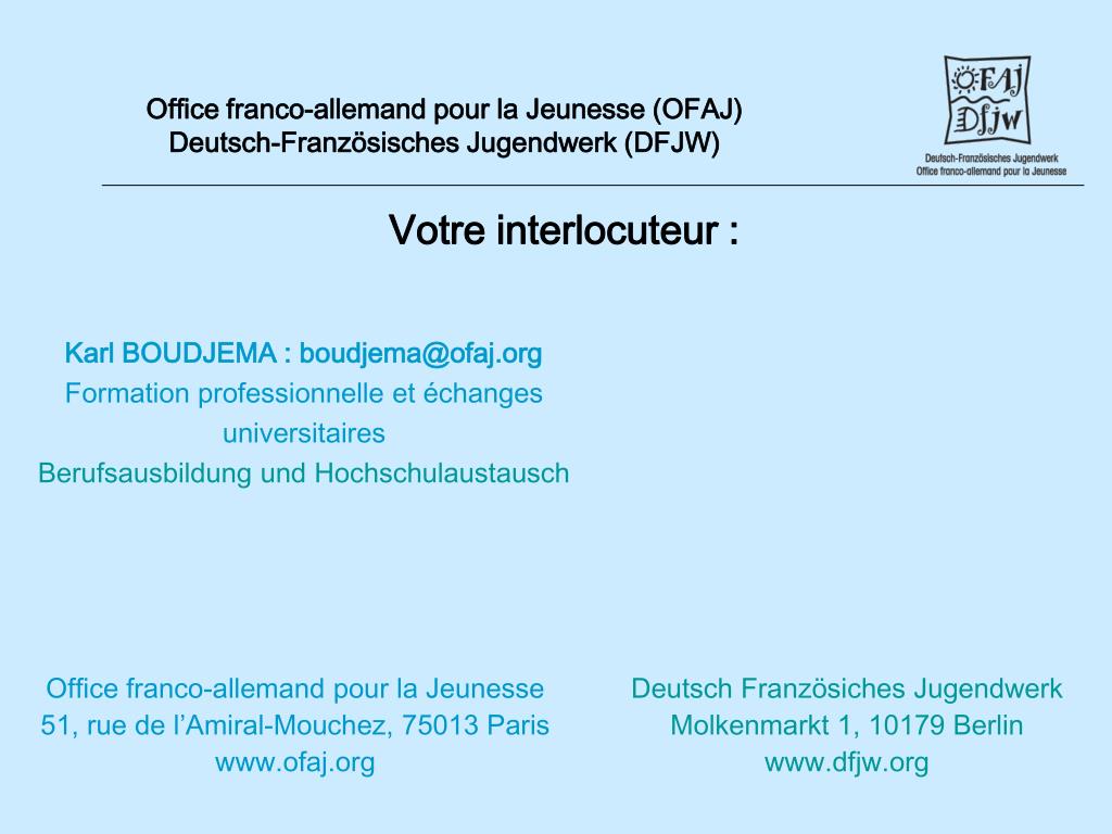PPT - Office franco-allemand pour la Jeunesse (OFAJ) Deutsch ...