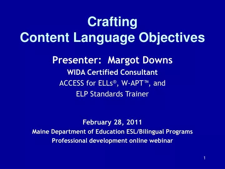 PPT - Crafting Content Language Objectives PowerPoint Presentation ...