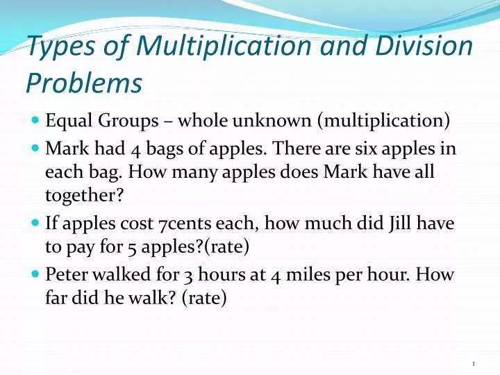 PPT - Types of Multiplication and Division Problems PowerPoint ...