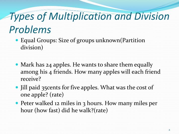 PPT - Types of Multiplication and Division Problems PowerPoint ...