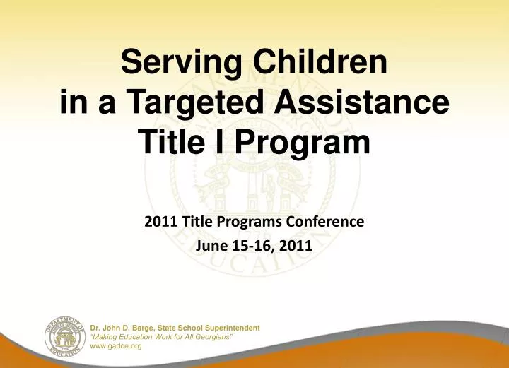 PPT - Serving Children in a Targeted Assistance Title I Program ...