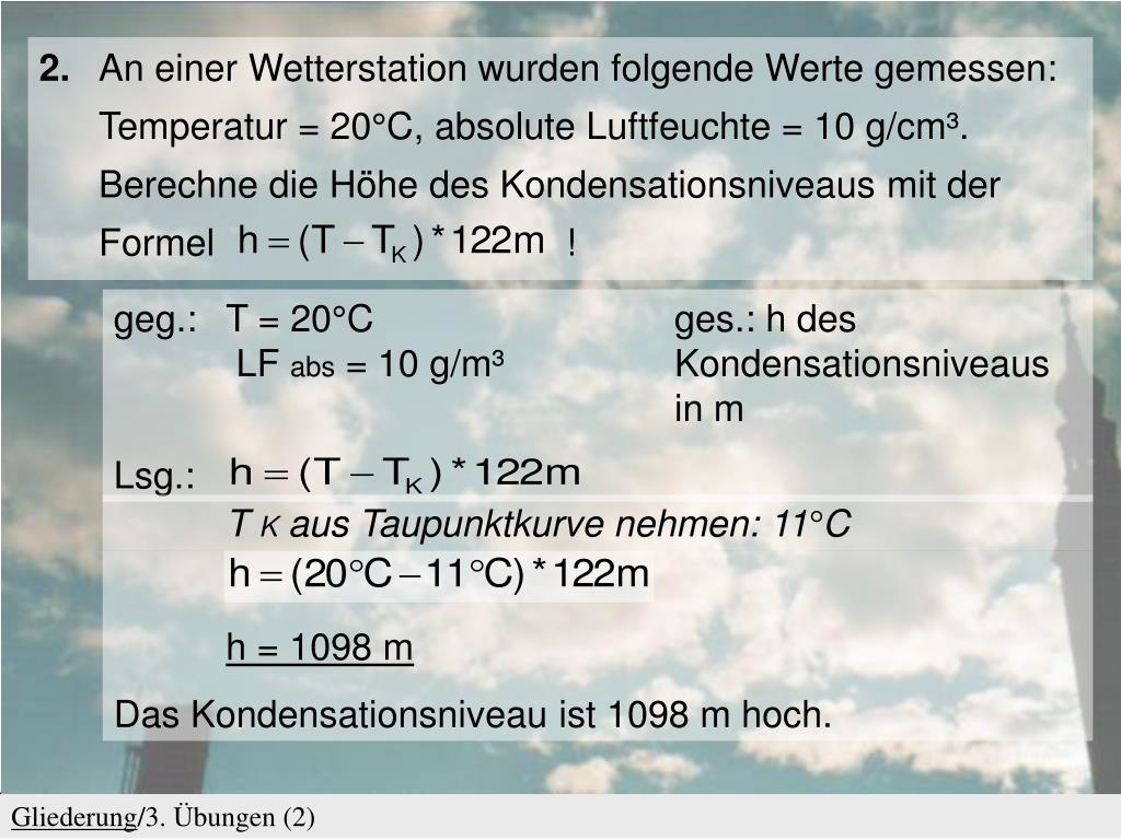 Kondensationsniveau Berechnen