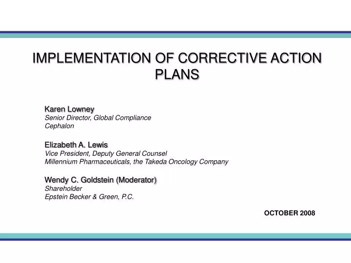 PPT - IMPLEMENTATION OF CORRECTIVE ACTION PLANS PowerPoint Presentation ...