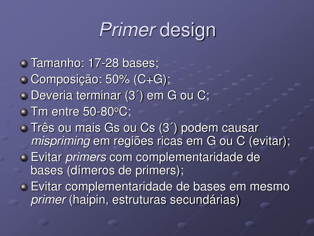 PPT - Desenho de primer e otimizações de PCR Éderson Kido PowerPoint ...