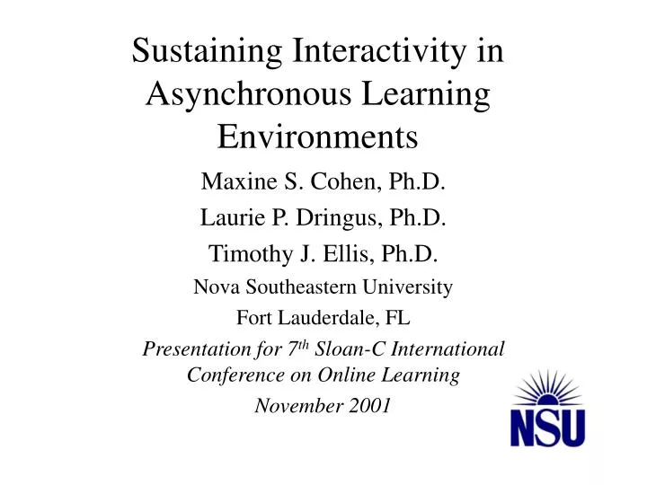 Ppt Sustaining Interactivity In Asynchronous Learning Environments Powerpoint Presentation