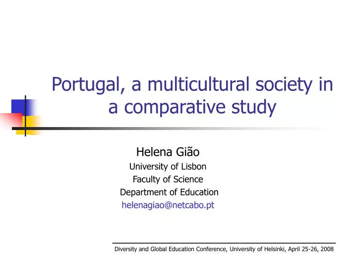 PPT - Portugal, a multicultural society in a comparative study ...