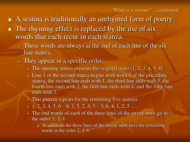 PPT - “Sestina” - Elizabeth Bishop PowerPoint Presentation - ID:1355946
