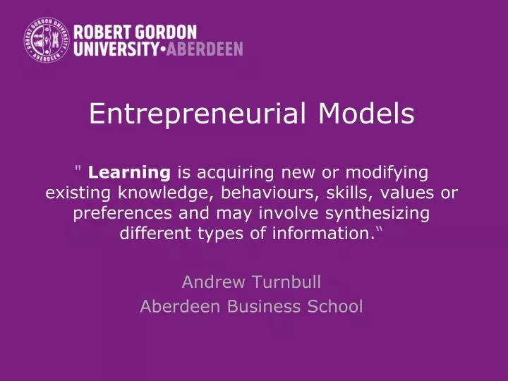 PPT - Entrepreneurial Models PowerPoint Presentation, free download ...