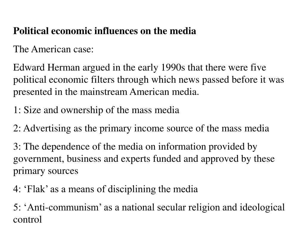 PPT - Political economy of the media and how it shapes the news ...