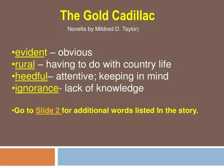 PPT - The Gold Cadillac PowerPoint Presentation, free download - ID:1359722