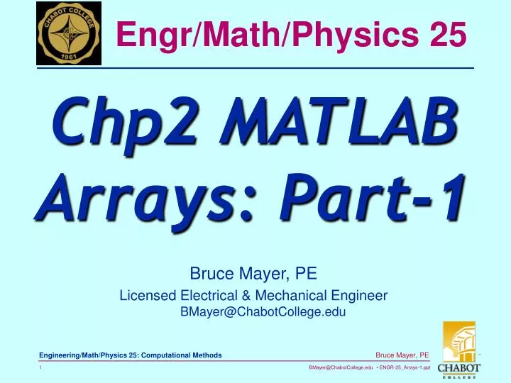 PPT - Bruce Mayer, PE Licensed Electrical & Mechanical Engineer BMayer ...