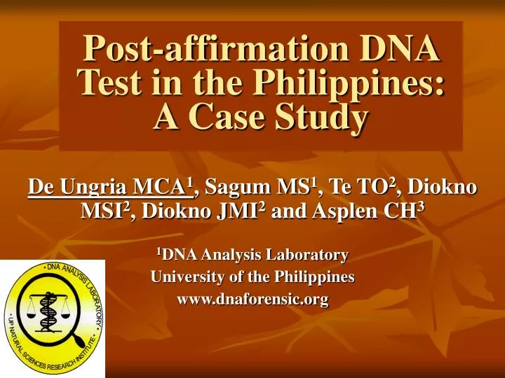 PPT - Post-affirmation DNA Test in the Philippines: A Case Study ...