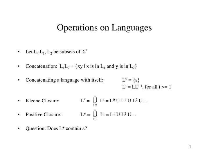 PPT - Operations on Languages PowerPoint Presentation, free download ...