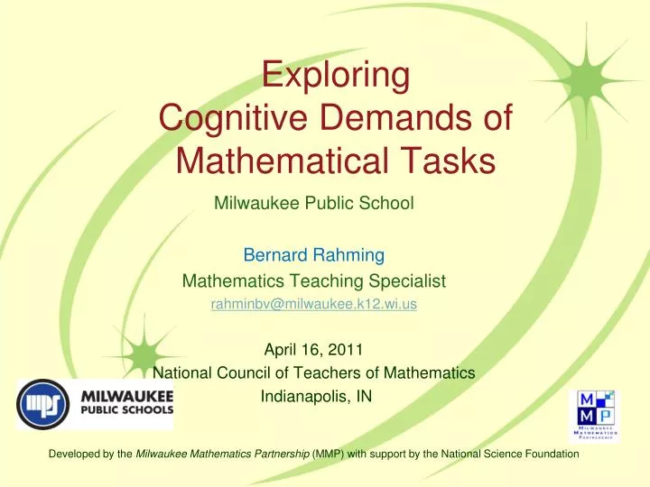 PPT - Exploring Cognitive Demands of Mathematical Tasks PowerPoint ...