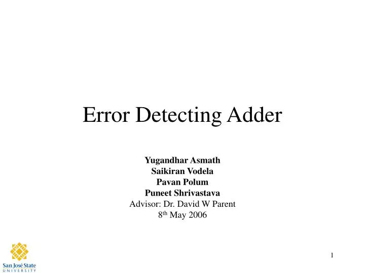 Ppt Error Detecting Adder Powerpoint Presentation Free Download Id 1374807