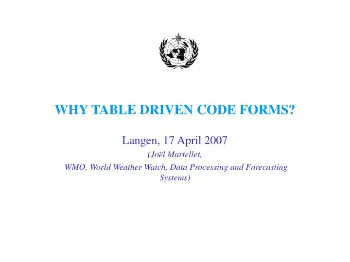 PPT - WHY TABLE DRIVEN CODE FORMS? PowerPoint Presentation, free download - ID:1375627