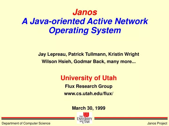PPT - Janos A Java-oriented Active Network Operating System PowerPoint ...