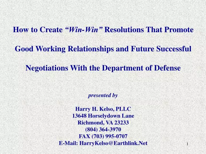 PPT - How to Create “Win-Win” Resolutions That Promote Good Working ...