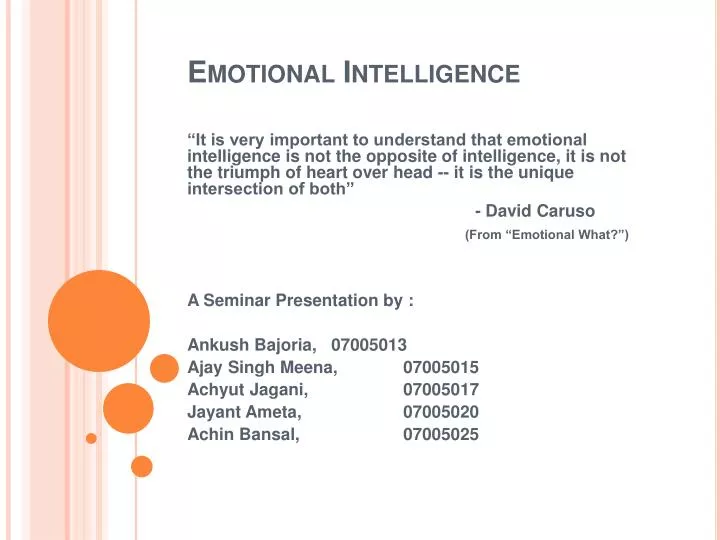 PPT - Emotional Intelligence PowerPoint Presentation, free download ...