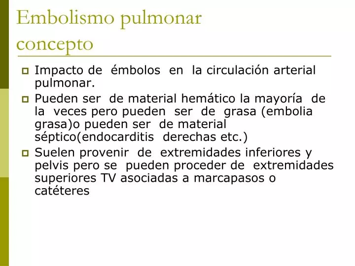 PPT - Embolismo pulmonar concepto PowerPoint Presentation, free ...
