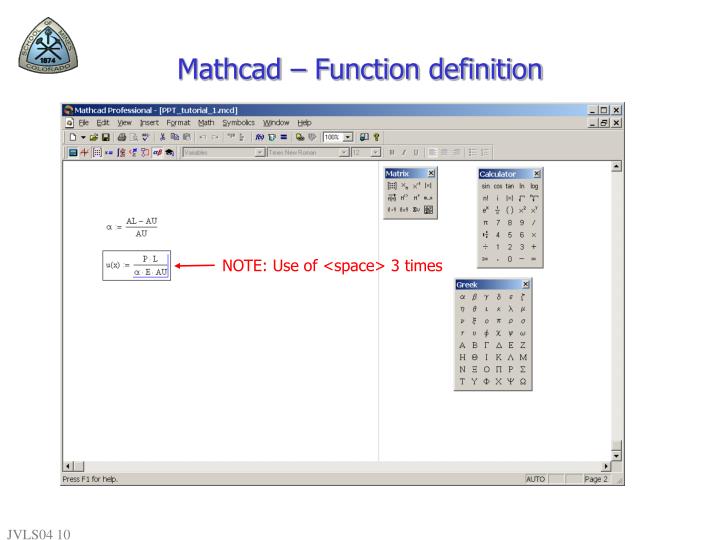 PPT - EG413 Computer Aided Engineering Tutorial 1: Mathcad, step-by ...