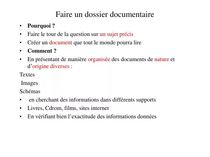 PPT - Faire un dossier documentaire PowerPoint Presentation, free ...