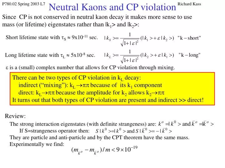 PPT - Neutral Kaons and CP violation PowerPoint Presentation, free ...