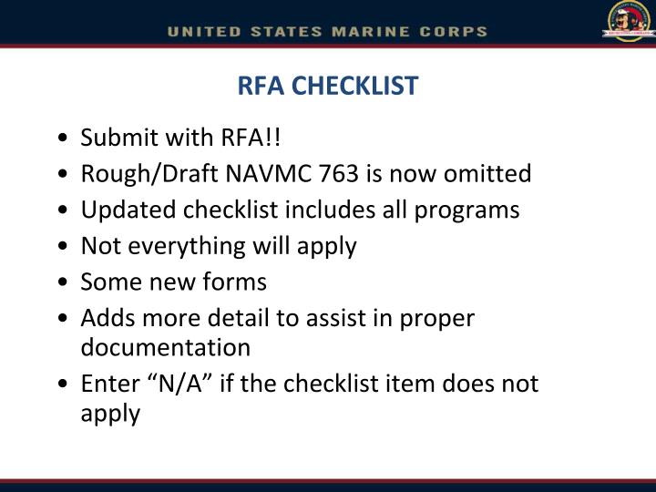 PPT - REQUEST FOR APPOINTMENT (RFA) NEW CHECKLIST PowerPoint ...