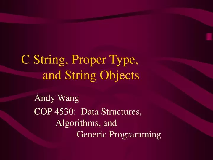 Ppt C String Proper Type