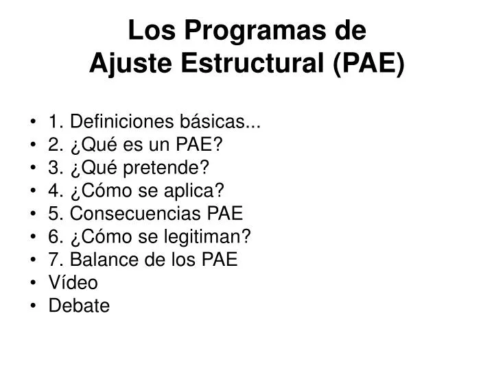 PPT - Los Programas de Ajuste Estructural (PAE) PowerPoint Presentation ...