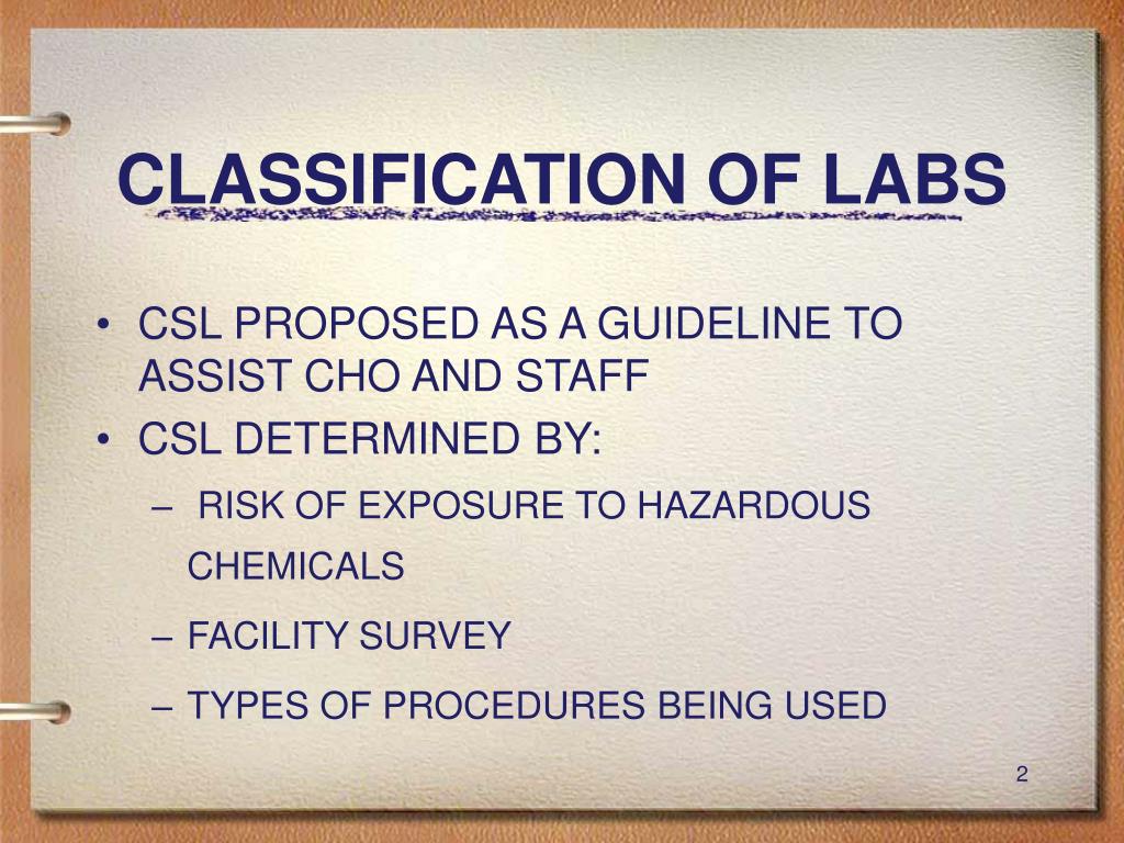 PPT - CHEMICAL SAFETY LEVELS FOR SCHOOL LABORATORIES PowerPoint ...