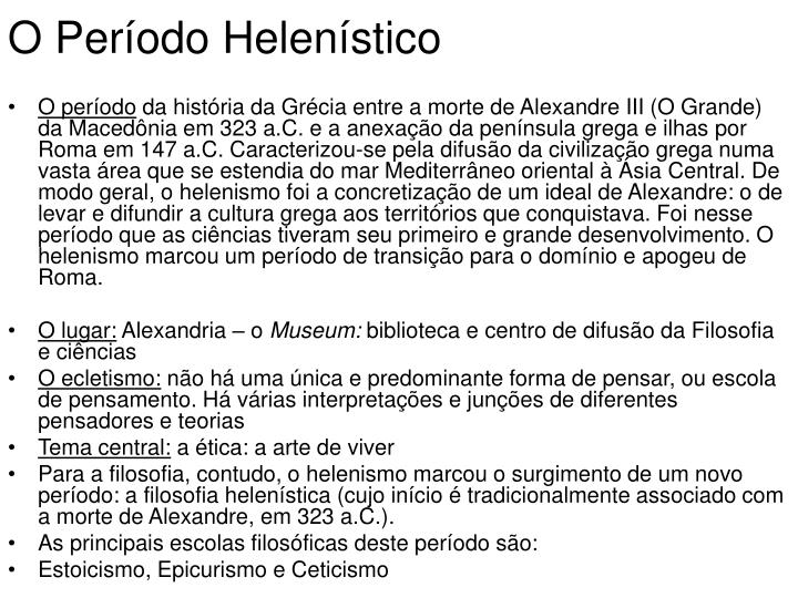 PPT - O HELENISMO E SUAS PRINCIPAIS CORRENTES PowerPoint Presentation ...