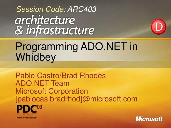 PPT - Programming ADO.NET in Whidbey PowerPoint Presentation, free download - ID:1385885