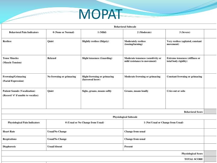 PPT - MOPAT A new tool for assessing pain in hospice patients who can’t ...