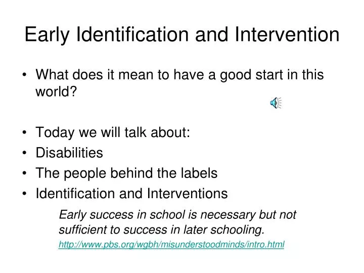 PPT - Early Identification and Intervention PowerPoint Presentation ...