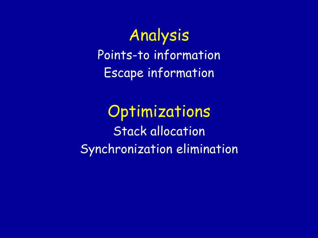 Ppt Compositional Pointer And Escape Analysis For Java Programs Powerpoint Presentation Id