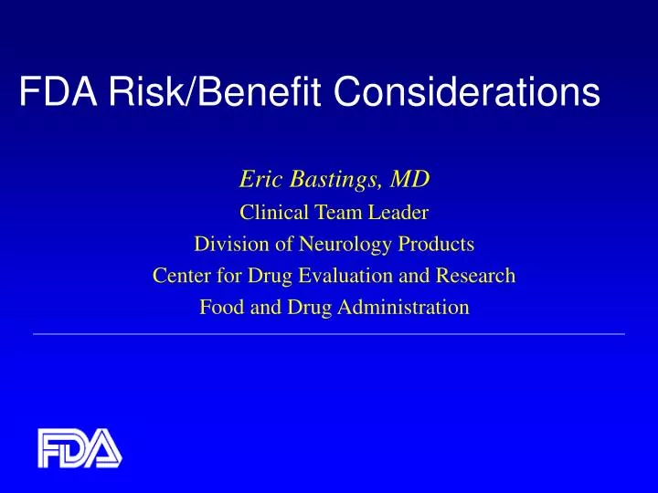 PPT - FDA Risk/Benefit Considerations PowerPoint Presentation, free ...