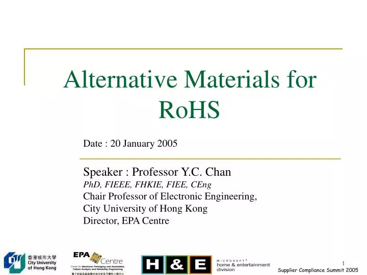 PPT - Alternative Materials for RoHS PowerPoint Presentation, free ...