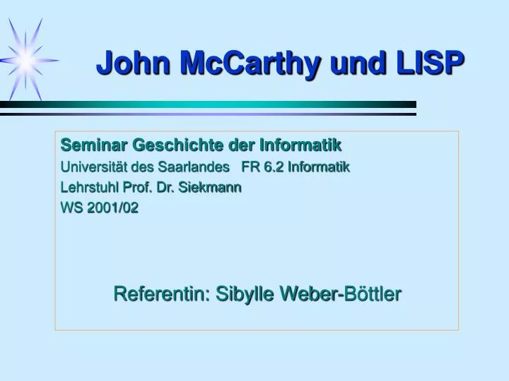 PPT - John McCarthy und LISP PowerPoint Presentation, free download ...