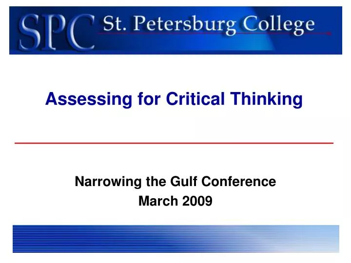 PPT - Assessing for Critical Thinking PowerPoint Presentation, free ...