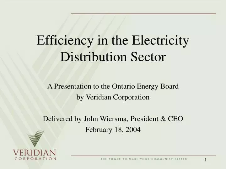 PPT - Efficiency in the Electricity Distribution Sector PowerPoint ...