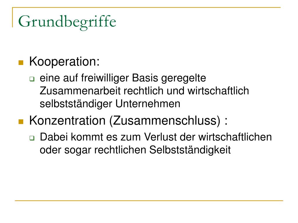 PPT - ABWL – Kooperation und Konzentration von Unternehmen PowerPoint ...