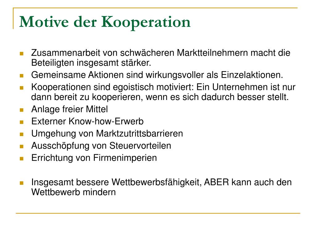 PPT - ABWL – Kooperation und Konzentration von Unternehmen PowerPoint ...