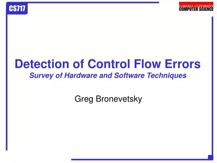 Ppt Detection Of Control Flow Errors Survey Of Hardware And Software