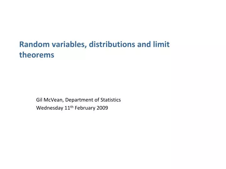 Ppt Random Variables Distributions And Limit Theorems Powerpoint Presentation Id1396671